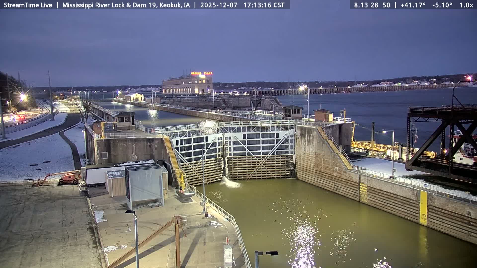 Keokuk Mississippi River Lock 19 Dam & Keokuk Power Plant Live Cam ...